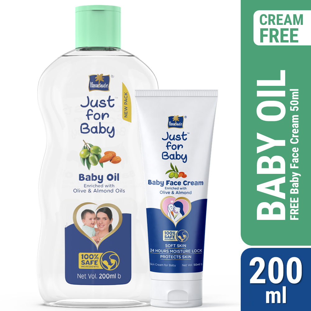 Buy Parachute Just for Baby - Baby Oil 200ml (Baby Face Cream 50g FREE ...